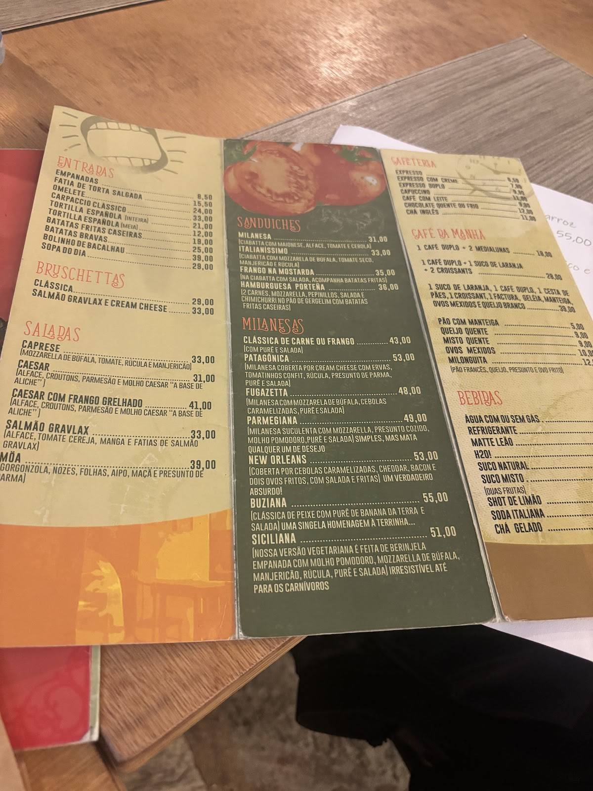 Menu em Cafe Porteño, Armação dos Búzios
