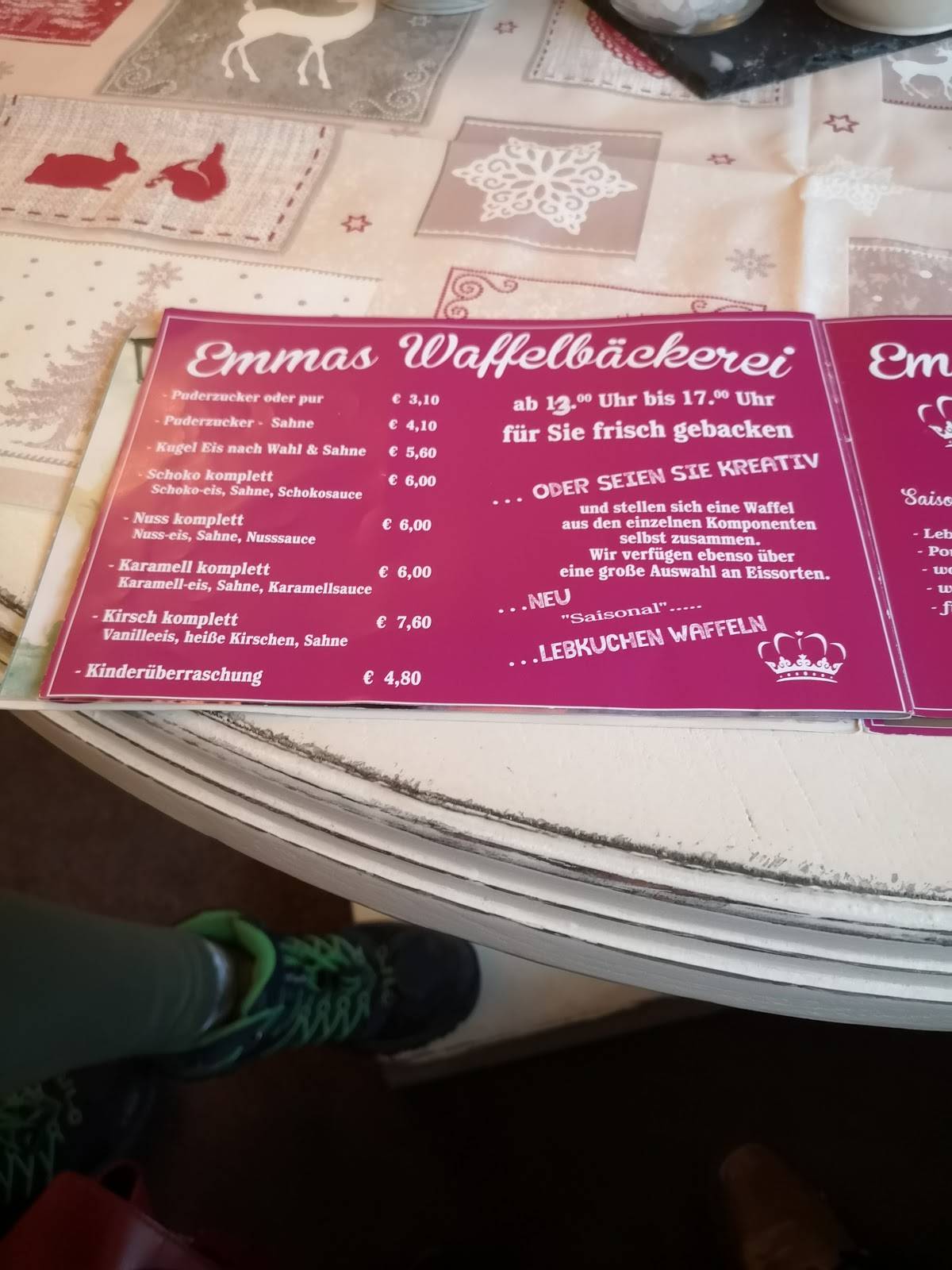 Speisekarte von Café Prinzess Emma cafe, Bad Arolsen, Schloßstraße 17