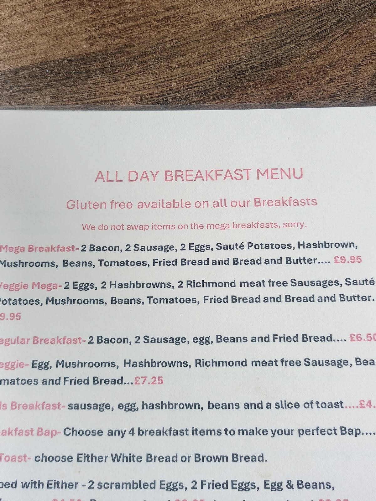 Menu at Quick Bite Cafe, Burnham-on-Sea