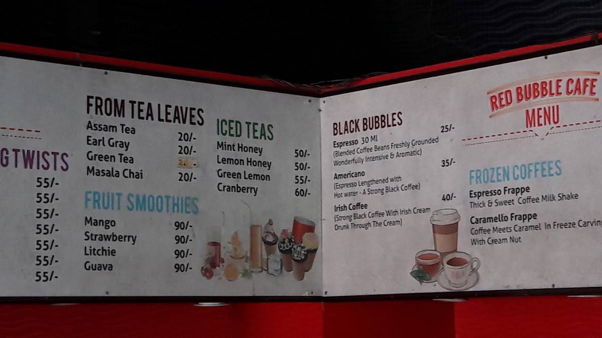 Menu at Red Bubble Cafe, Kakkanad, 9-418-A3