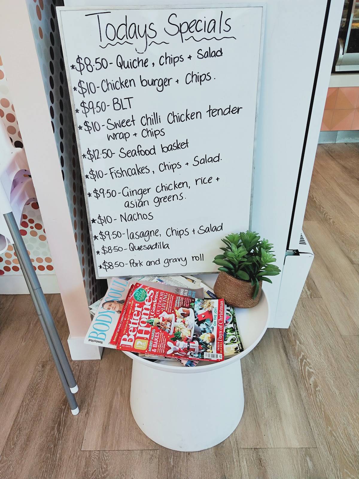 Menu at Rise Cafe, West Ipswich