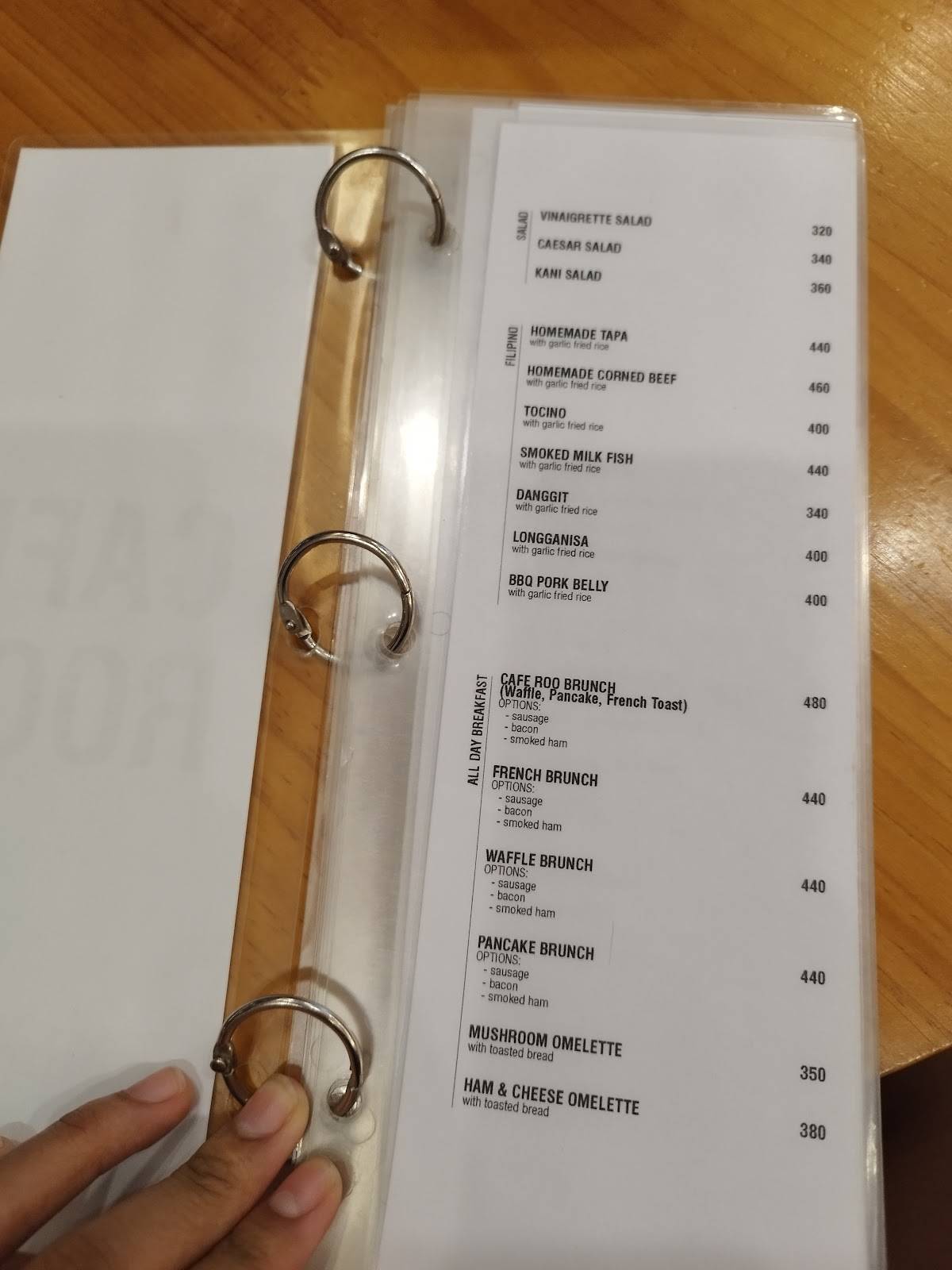 Menu at Cafe Roo Malate - Premium Rooftop Cafe, Manila