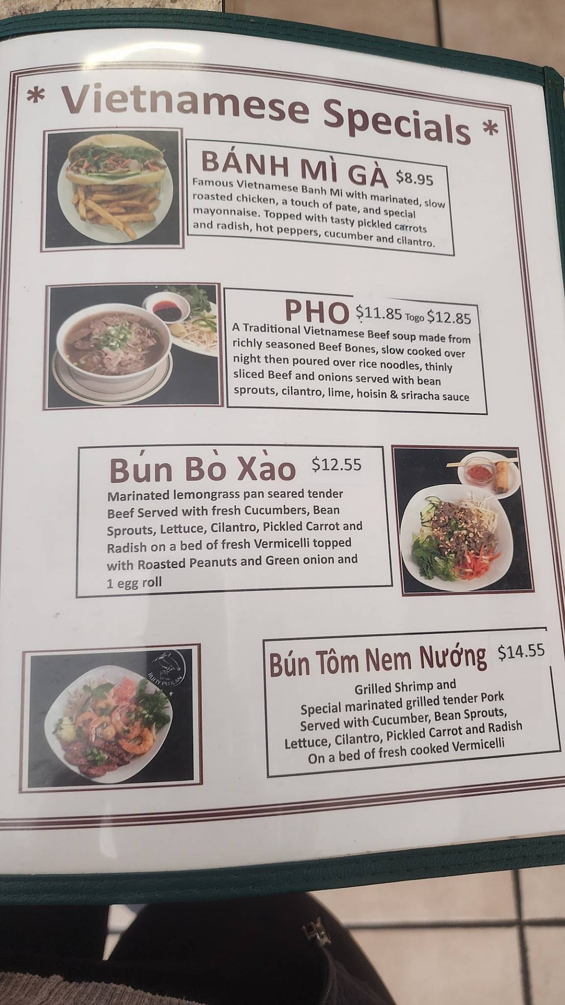 Menu at Rusty Pelican cafe, Long Beach