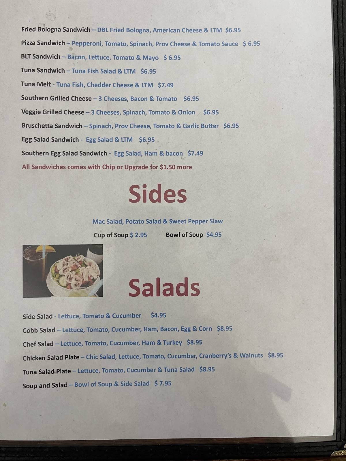 Menu at The Blue Lady & Everafter Florist cafe, Bedford