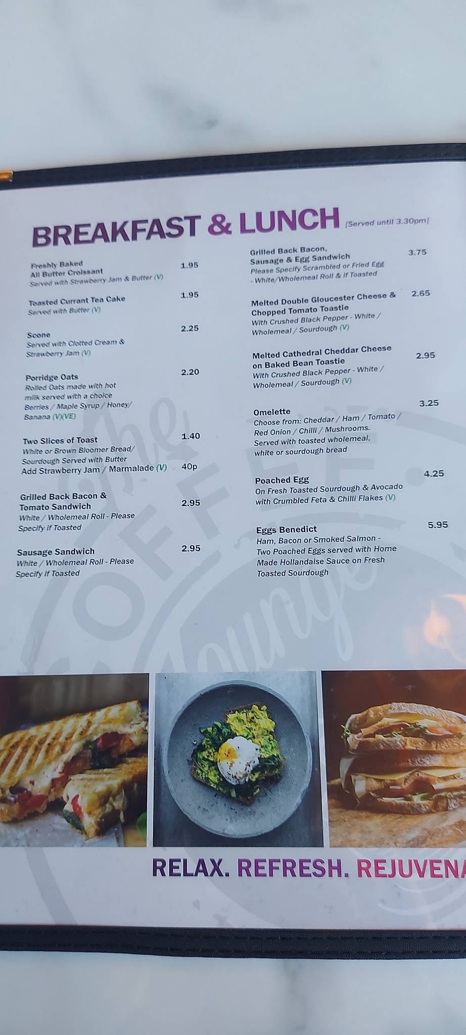 Menu at The Coffee Lounge - Lindley cafe, Huddersfield