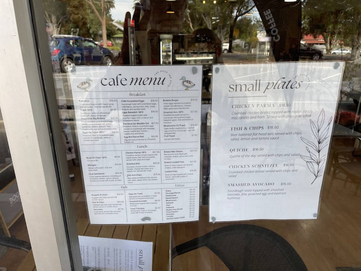 Menu at The Duck Inn Cafe, Broadford
