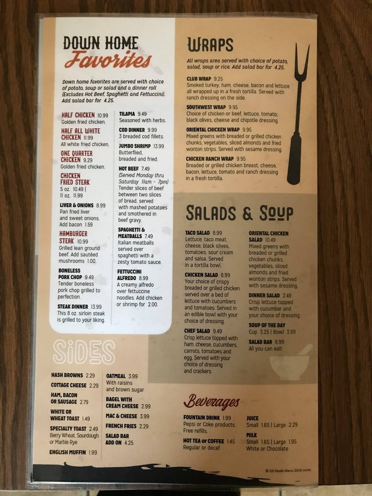 Menu at The Roadhouse Cafe, Watertown