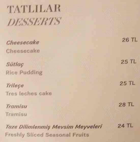 Menu at Titanic Coffee, Istanbul, Titanic Business Hotel Kartal