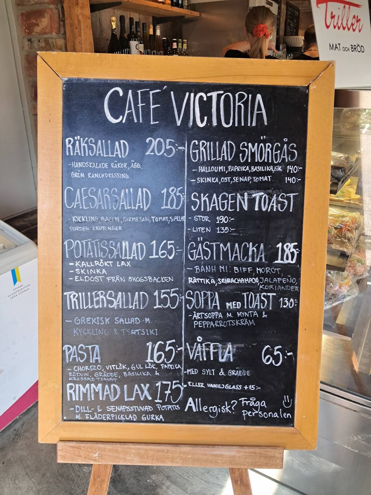 Menu at Cafe Victoria, Uppsala