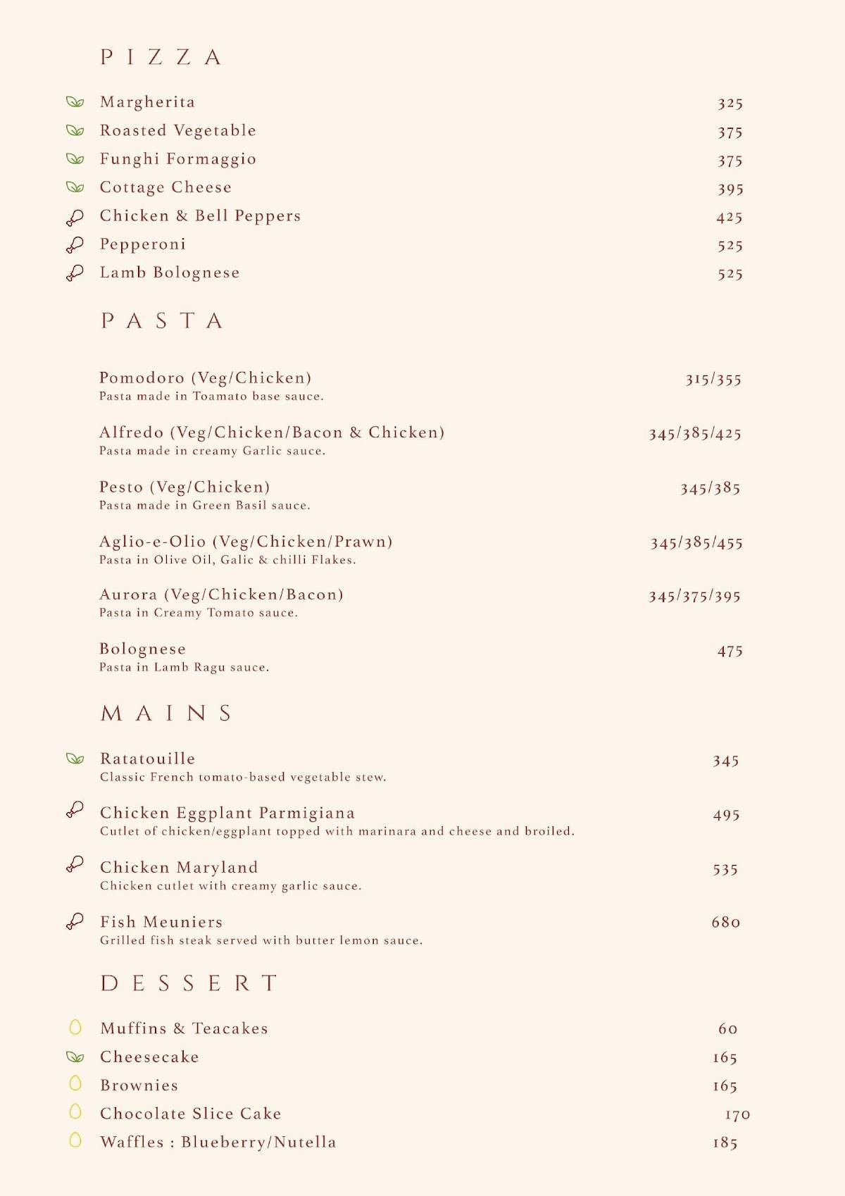 Menu at Victoria's Boutique Café, Chandigarh, 37, Inner Market