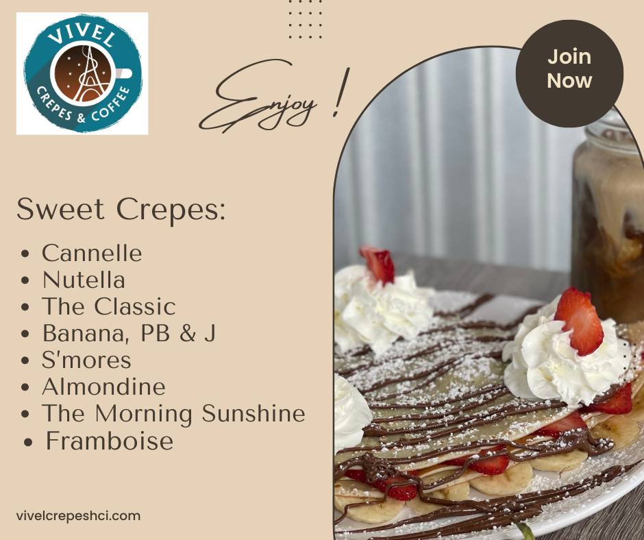 Menu at Vivel Crepes & Coffee HCI cafe, Bee Cave
