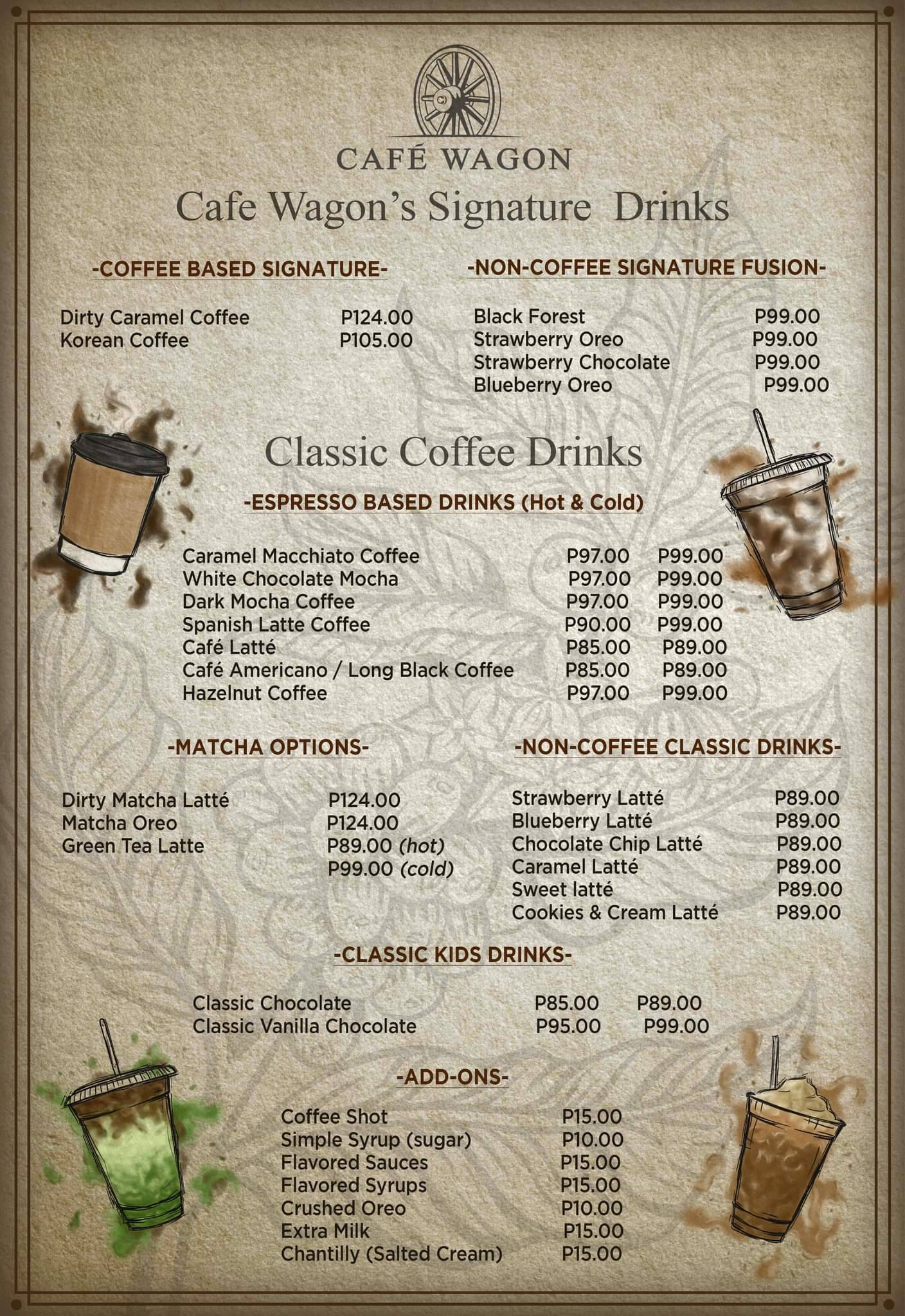 Menu at Cafe Wagon Tarlac, Tarlac City