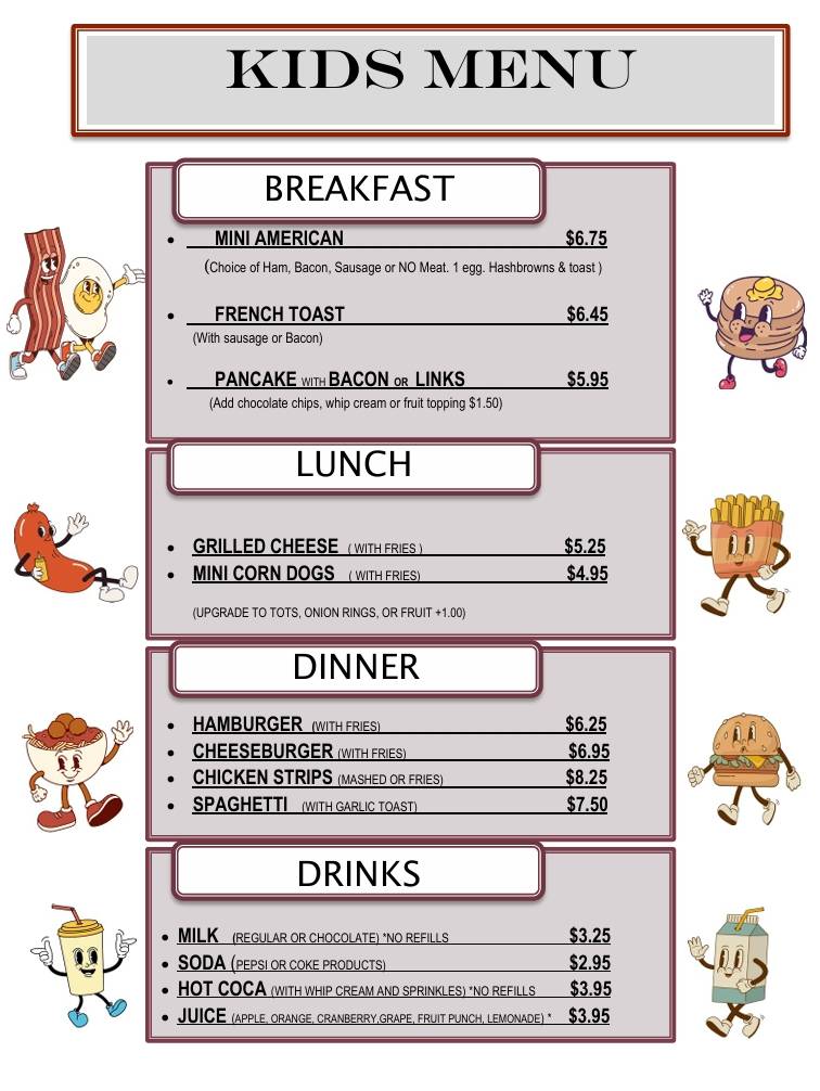 Menu at Wayside Cafe, Heyburn, ID-24