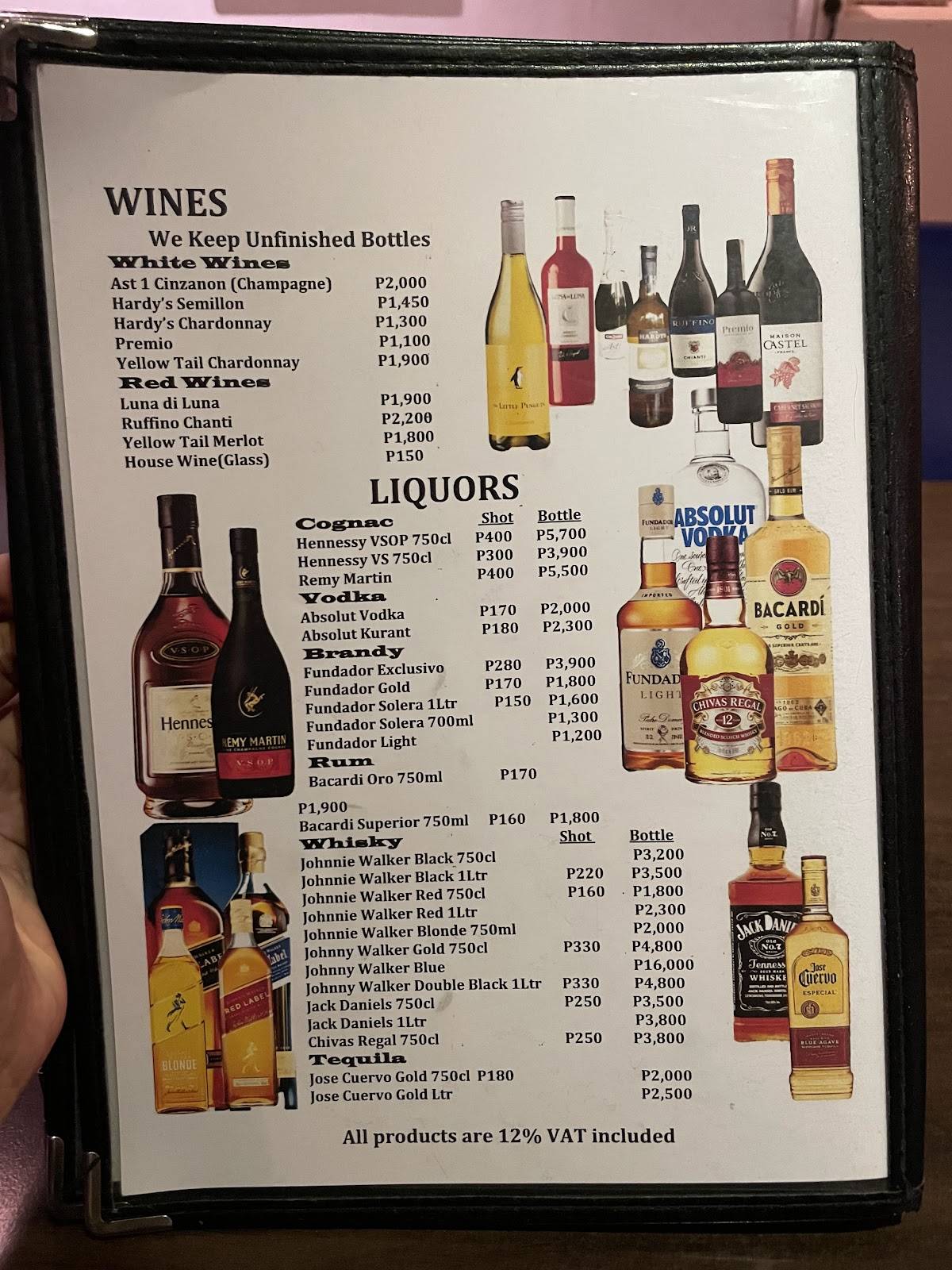 Menu at Cafe Will, Baguio