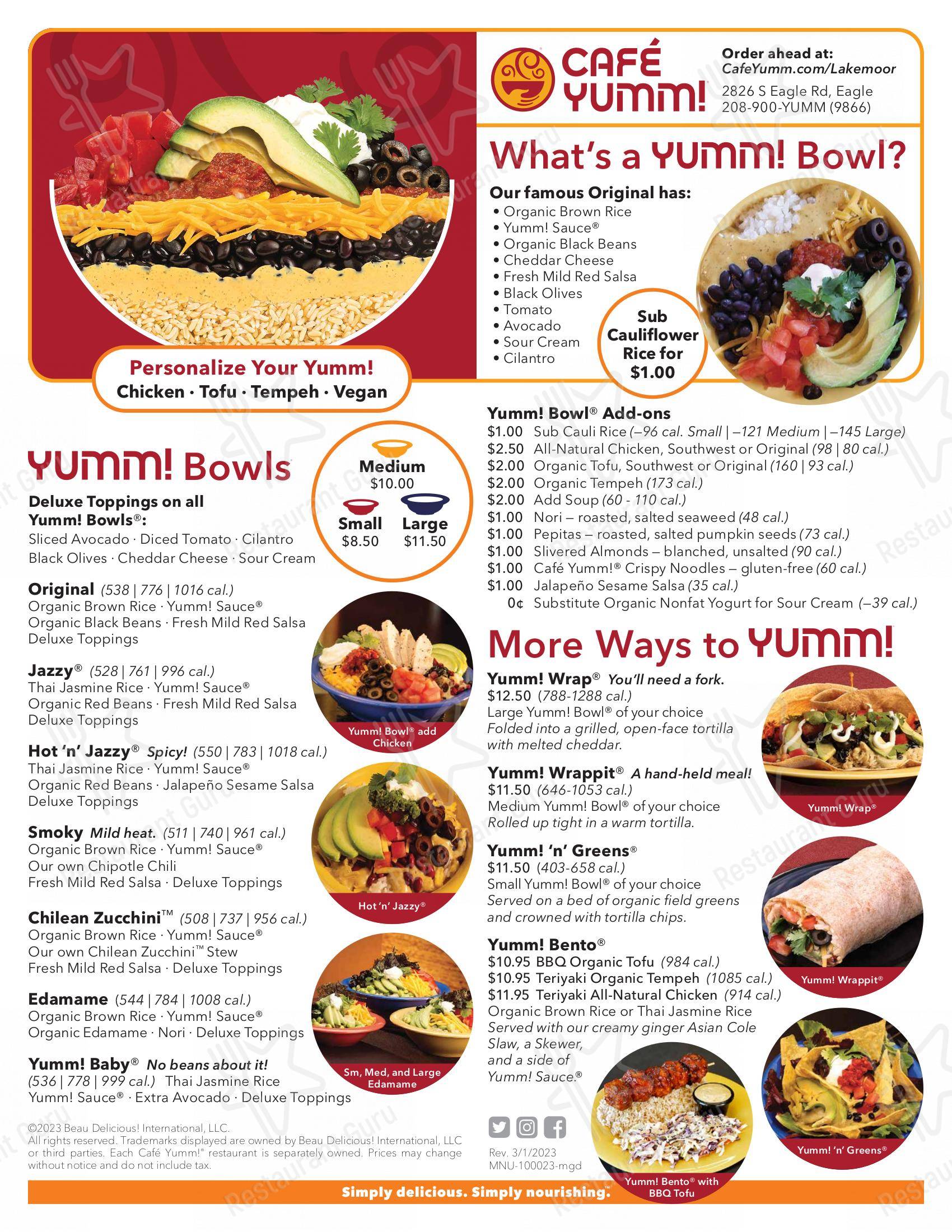 Carta de Cafe Yumm! - Lakemoor, Eagle