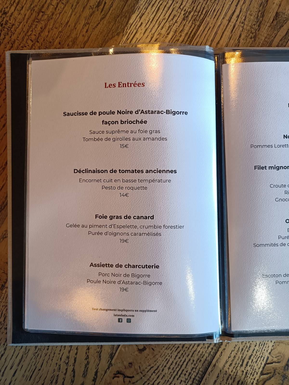 Menu au Café Chez Dupont, Castelnau-Magnoac