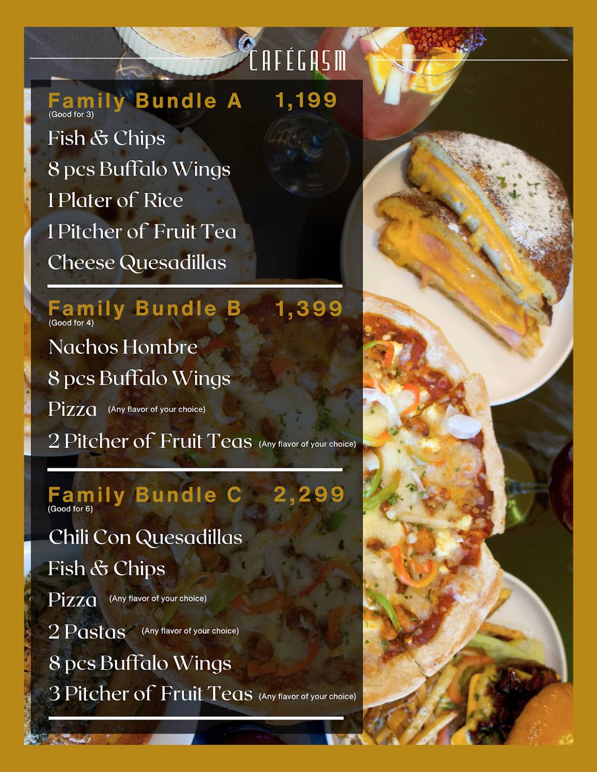 Menu at Cafégasm restaurant, Iloilo City, Megaworld Blvd