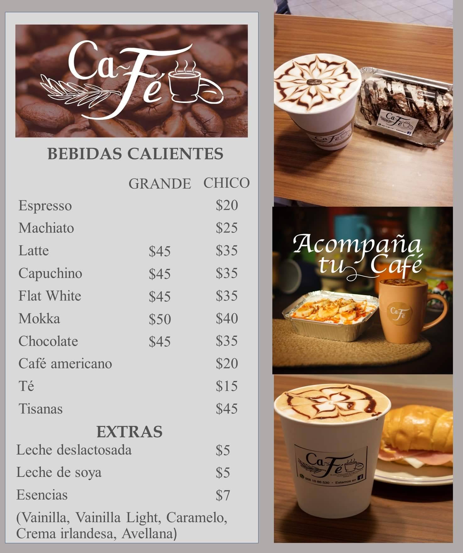 Carta de cafetería Ca-Fé, Matamoros