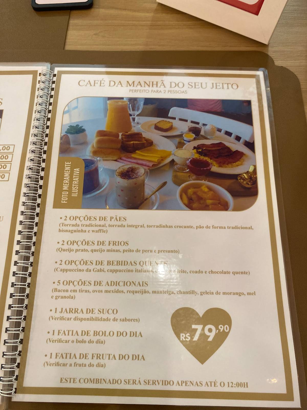 Menu em Cafeteria Gabi Fontes, Mesquita