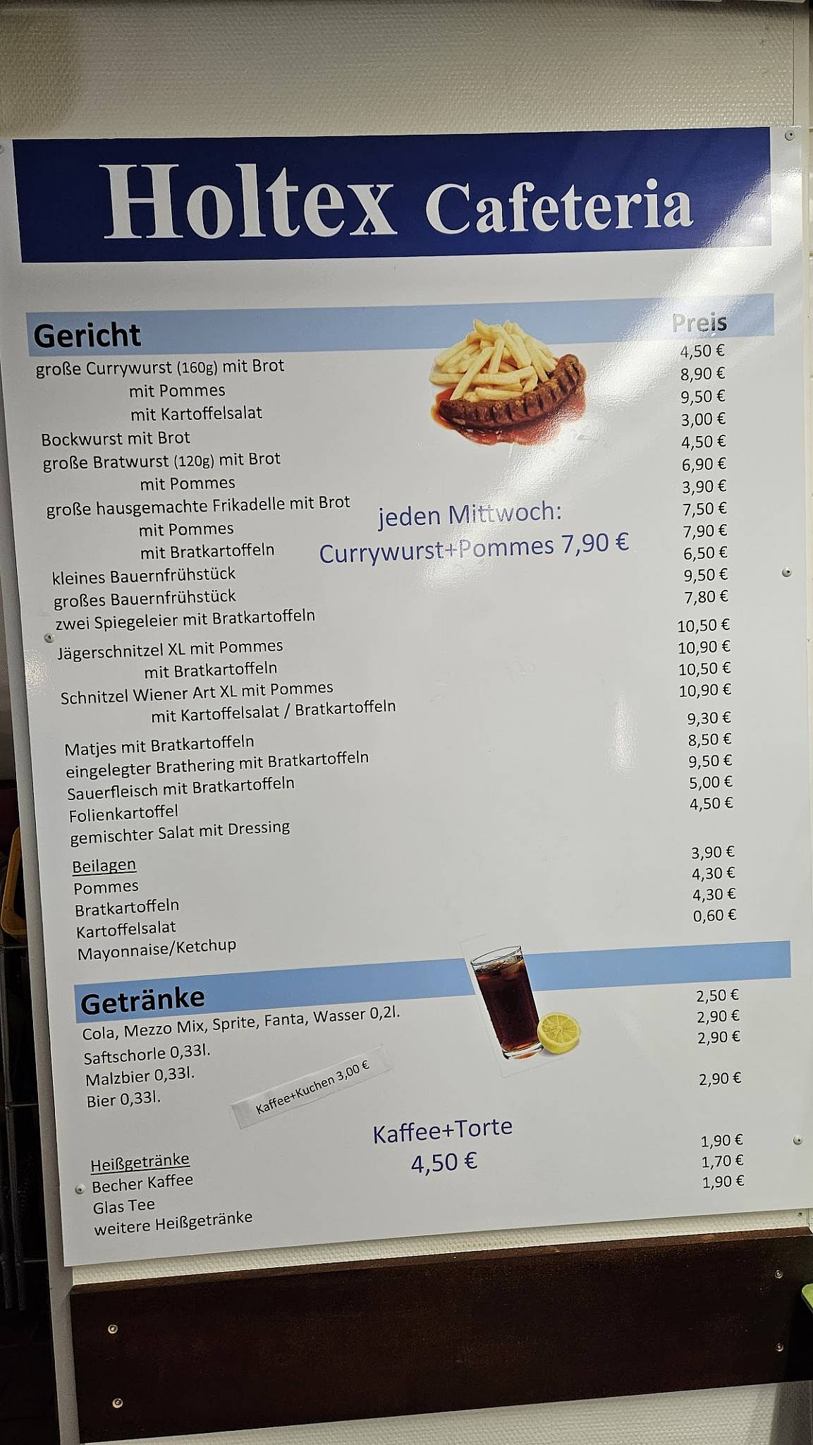 Speisekarte von Cafeteria Holtex, Lübeck