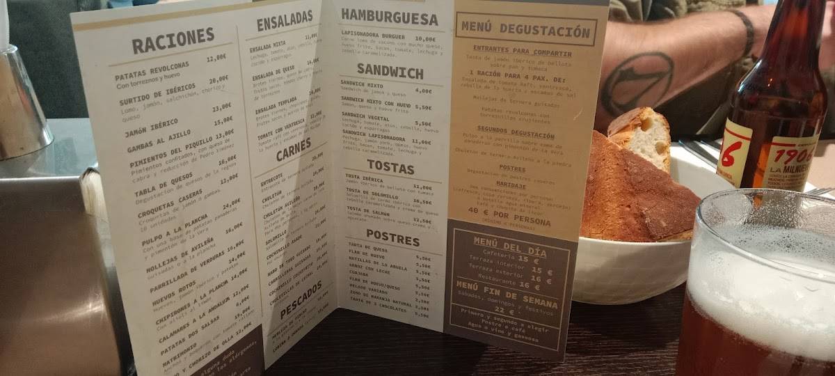 Carta de Cafetería Restaurante La Apisonadora, Ávila