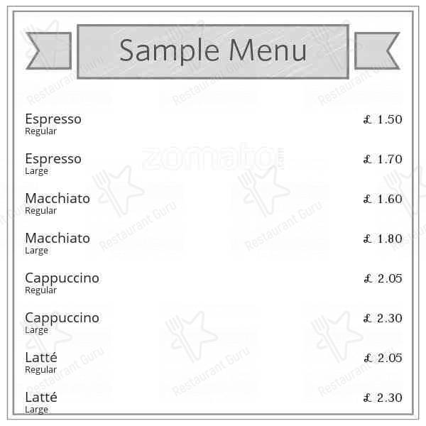 Menu at Caffé Musetti cafe, London, Sheraton Grand London Park Lane