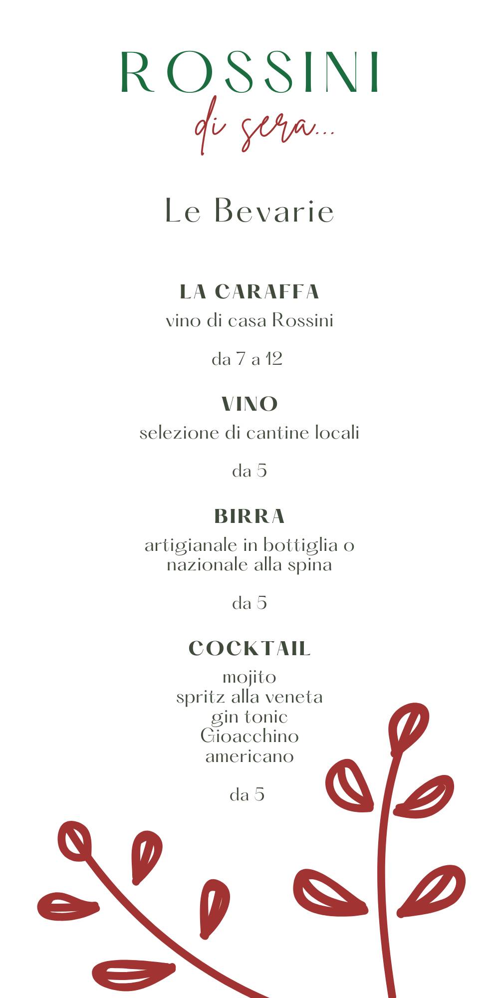 Menu da Caffè Rossini, Viterbo