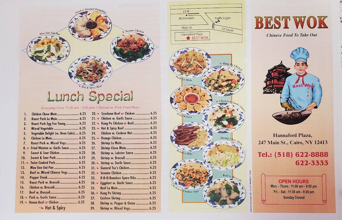 Menu at Best Wok restaurant, Cairo, 241 Main St