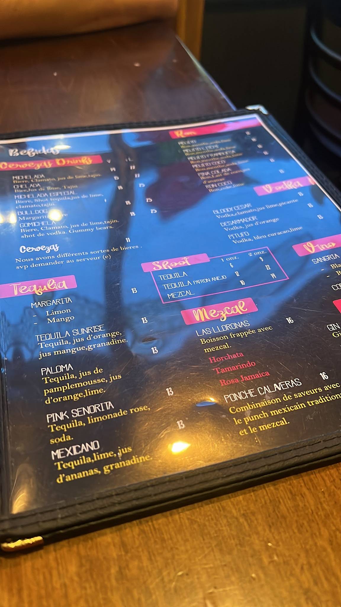 Carta del restaurante Calaveras, Montréal, Rue Beaubien E