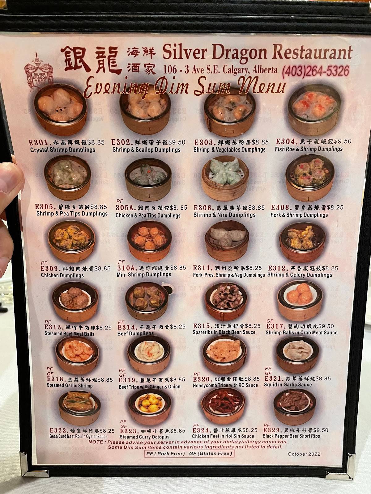 Menu at Silver Dragon Restaurant (Calgary), Calgary