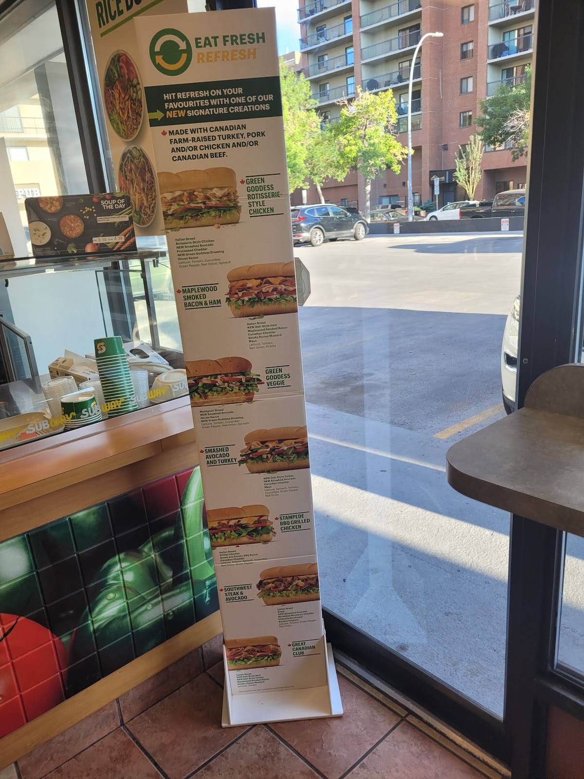 Menu at Subway fast food, Calgary, 15 Ave SW #103