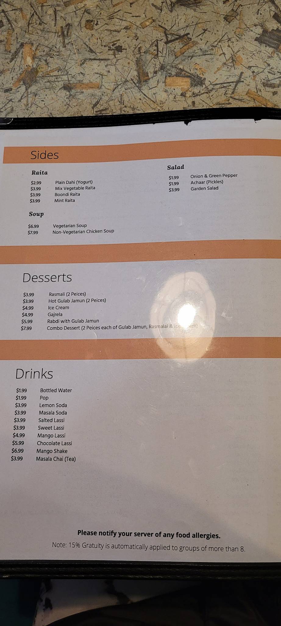 Menu at Calgary The Namaste India Buffet & Chaat House restaurant, Calgary