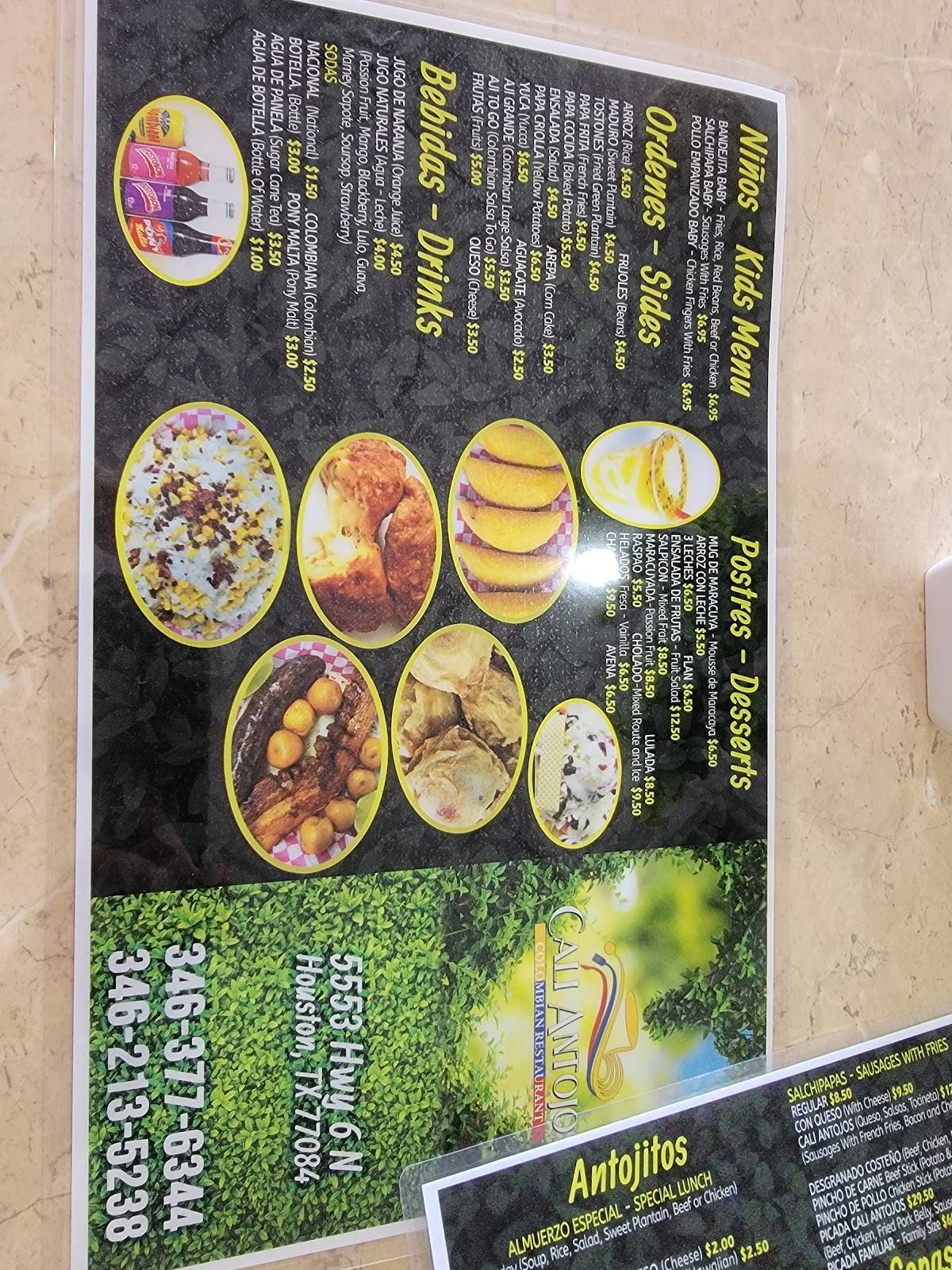 Menu at Cali Antojos desserts, Houston