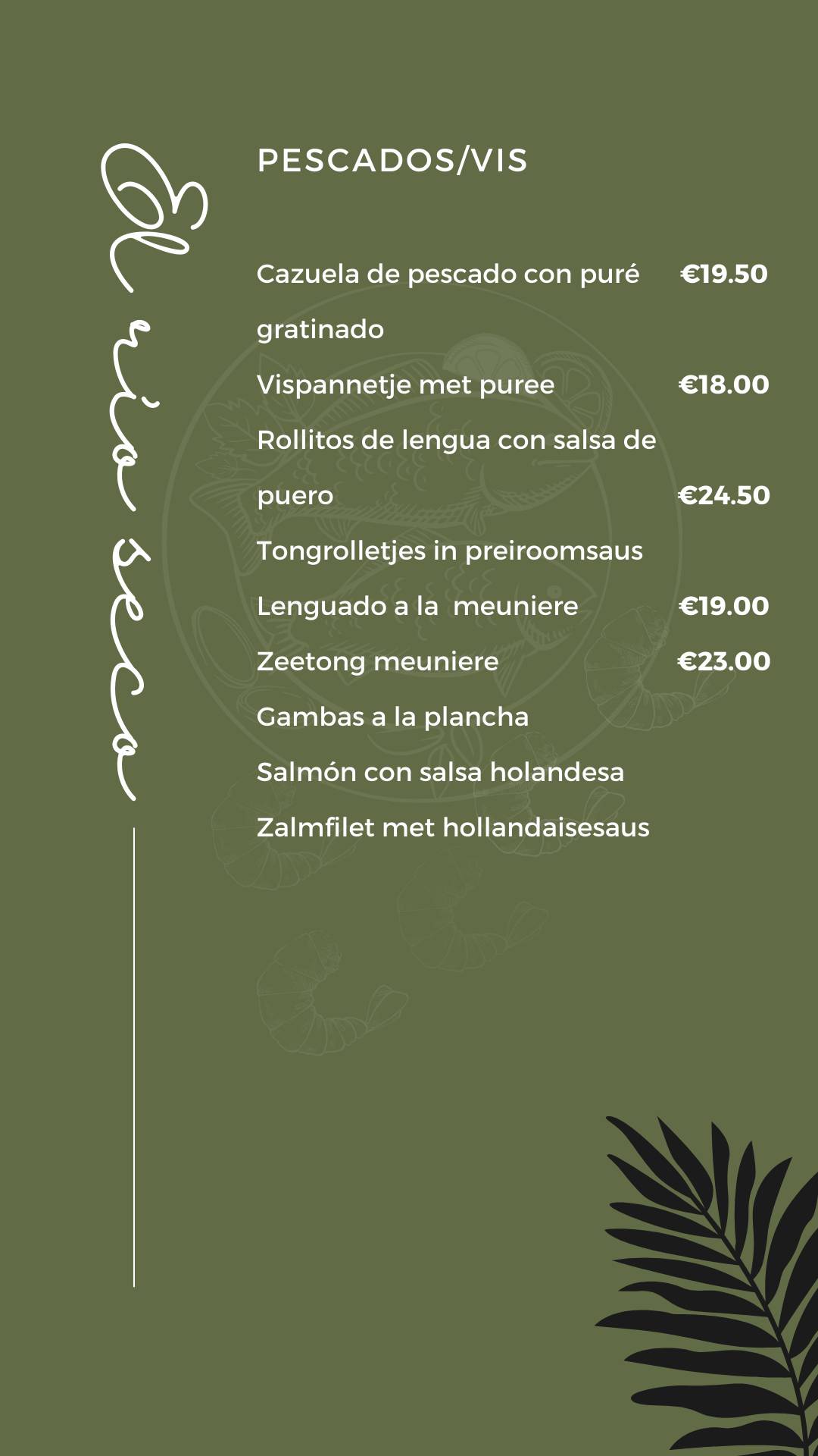 Carta de Restaurant El Rio Seco calpe ( restaurante belga), Calpe