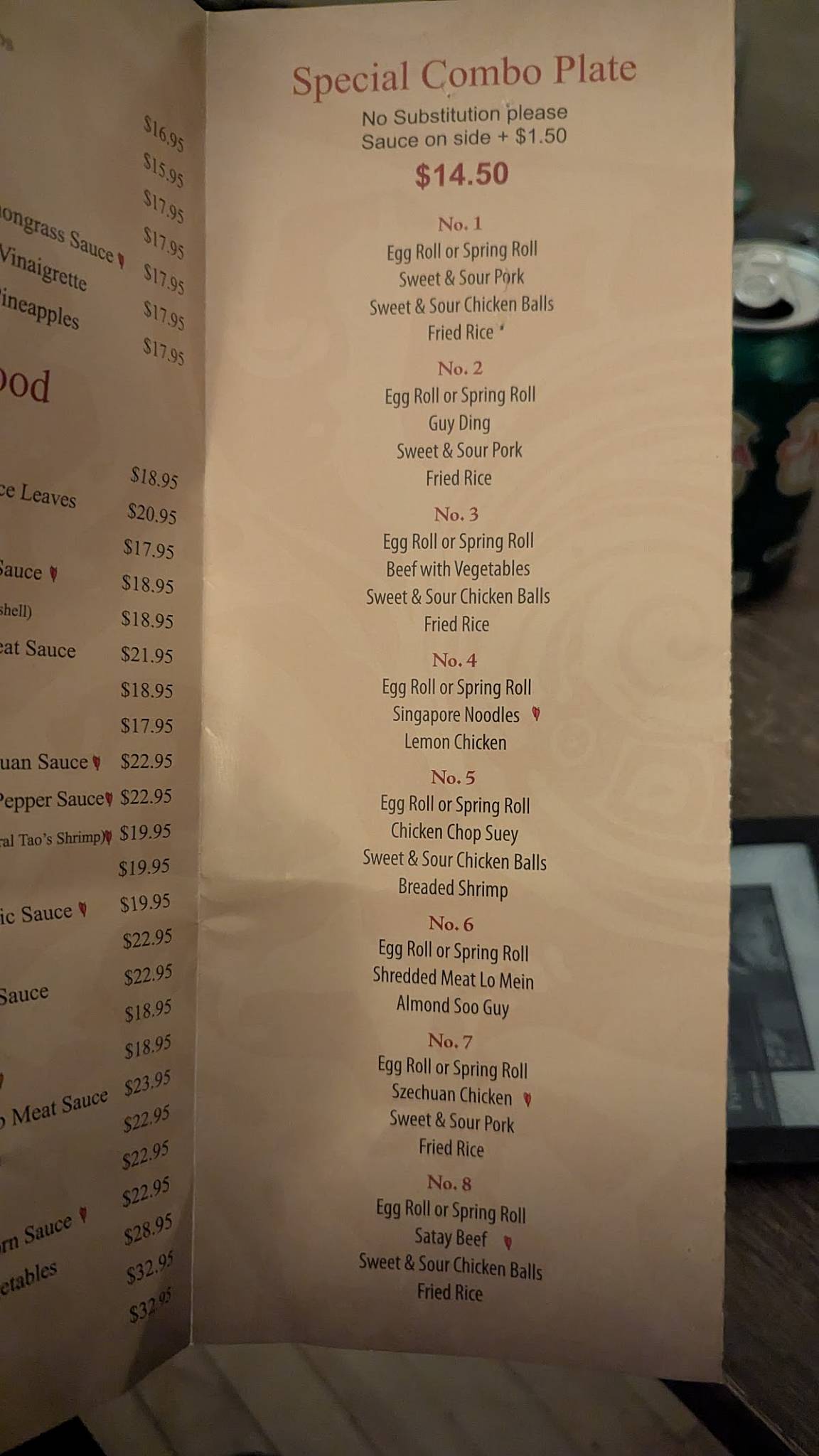 Menu at Cameron Chinese Restaurant, Kitchener