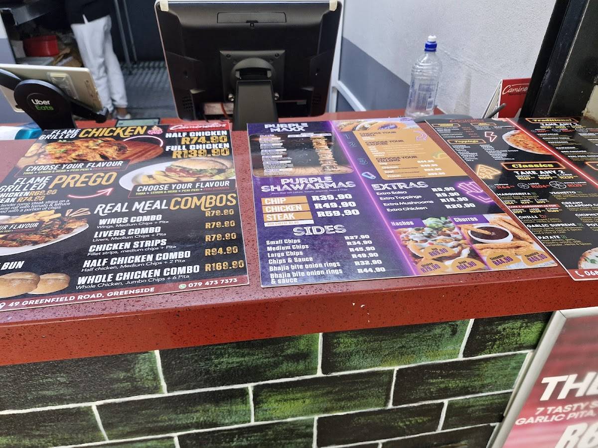 Menu at Caminettos & Purple Burgers Greenside. (JHB) restaurant ...