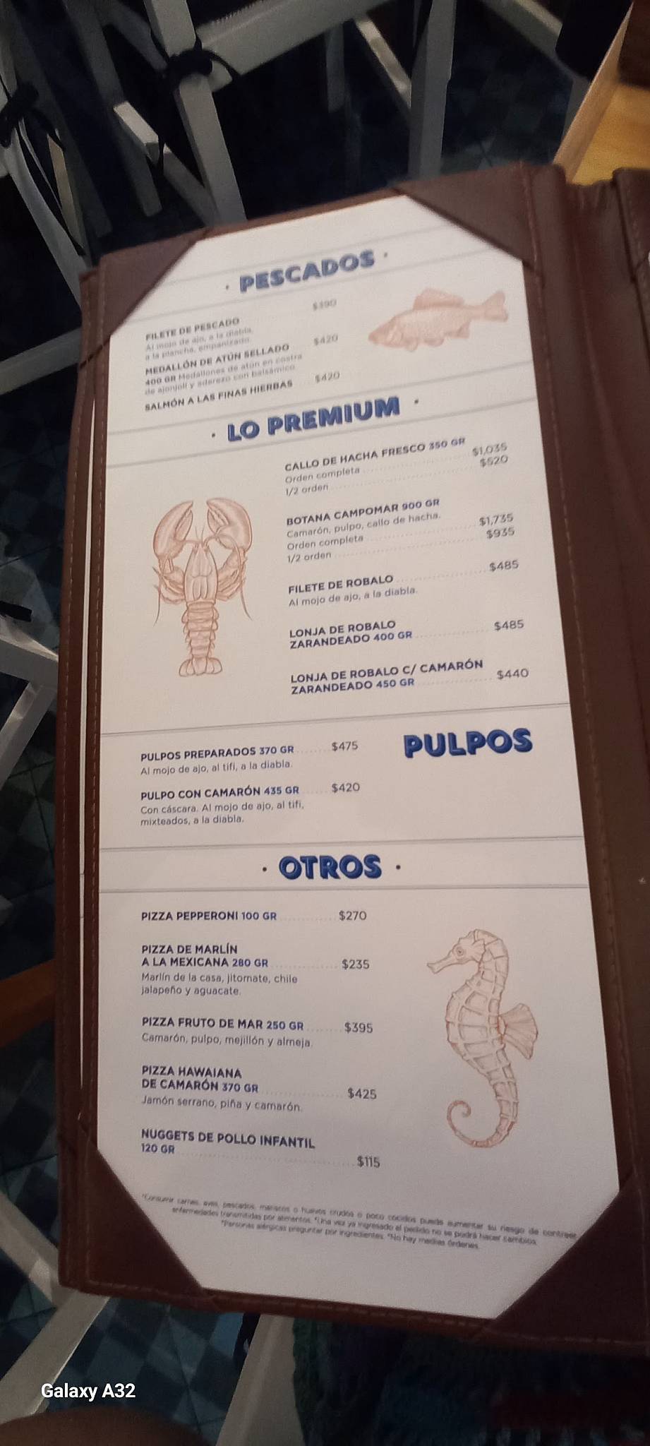 Carta del restaurante Campomar Chapalita, Guadalajara, San Dionisio 33