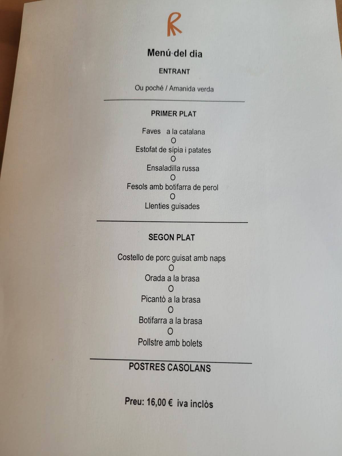 Carta del restaurante Can Roca, Gerona, Ctra. del Taialà