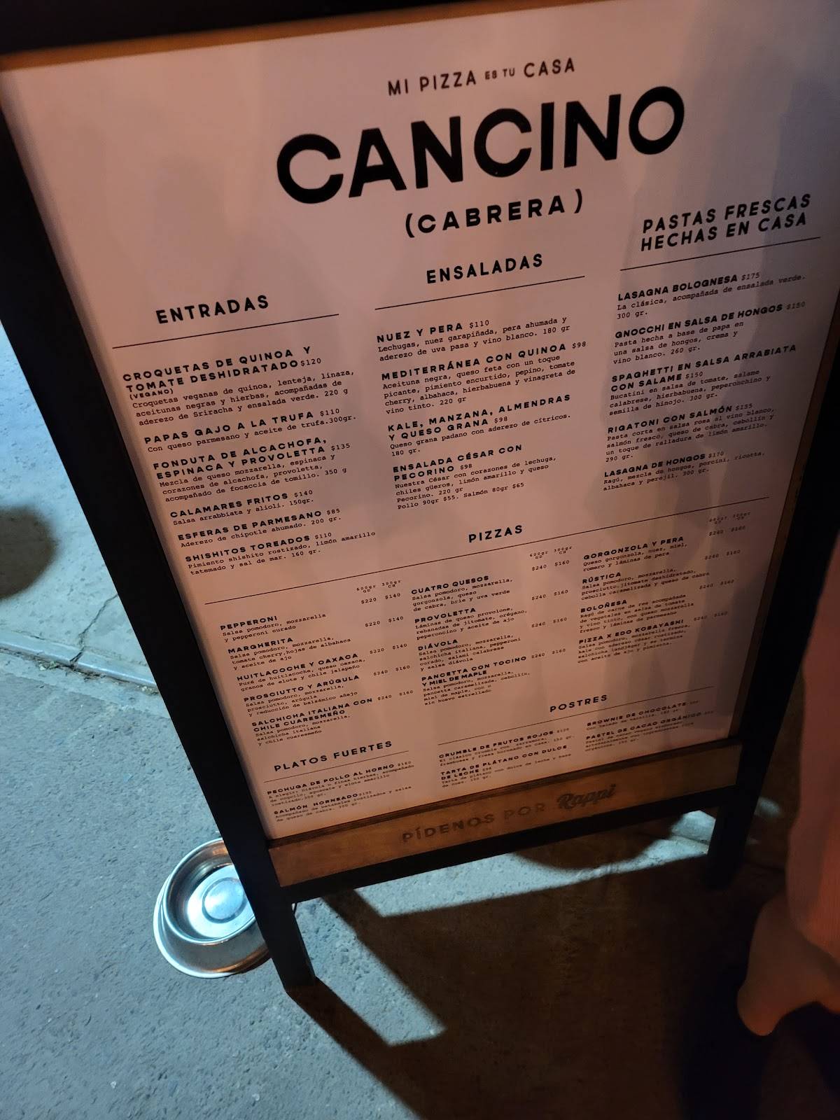 Carta de pizzería Cancino Cabrera, Ciudad López Mateos, Zacatecas 98