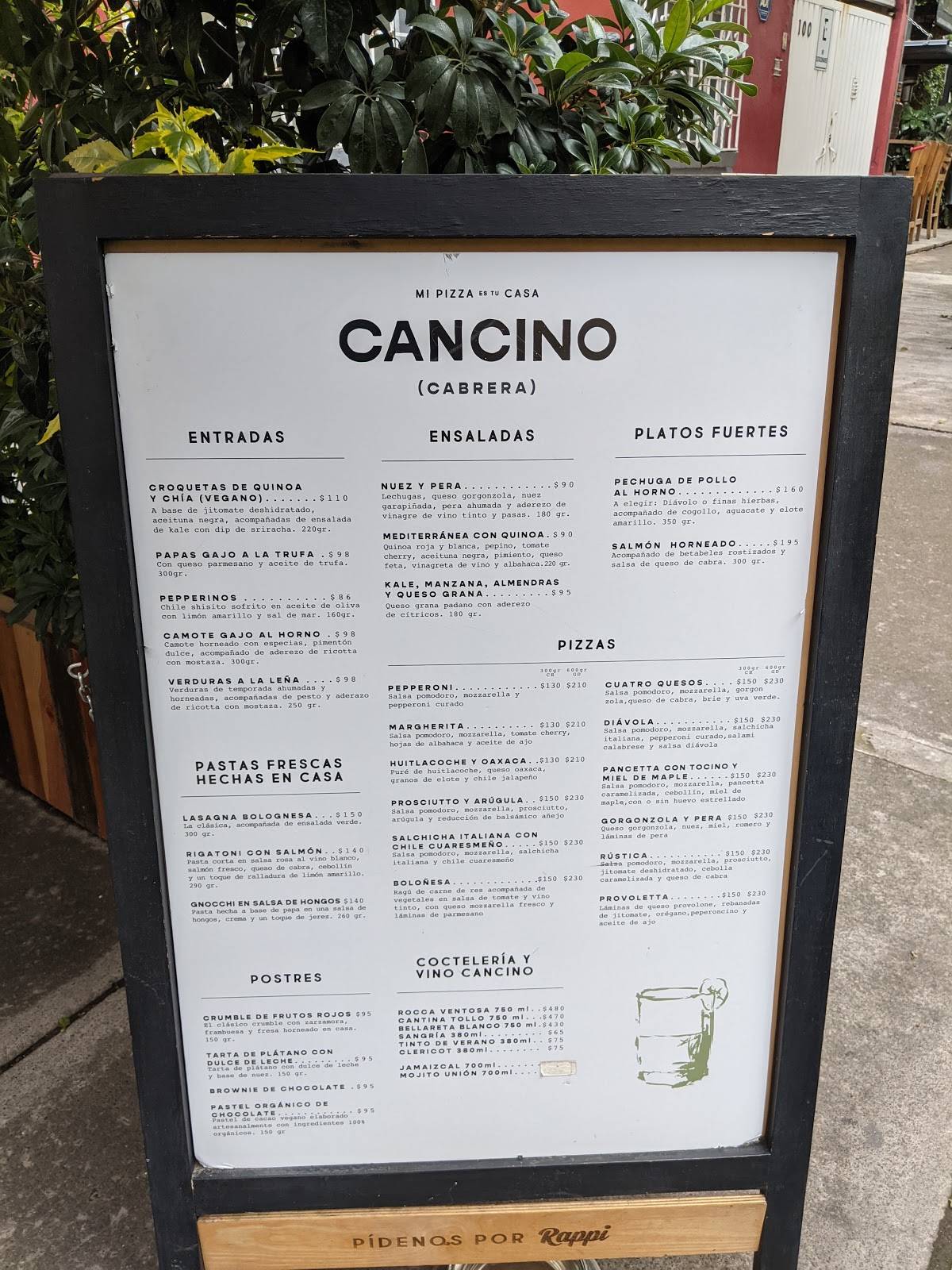 Carta de pizzería Cancino Cabrera, Ciudad López Mateos, Zacatecas 98