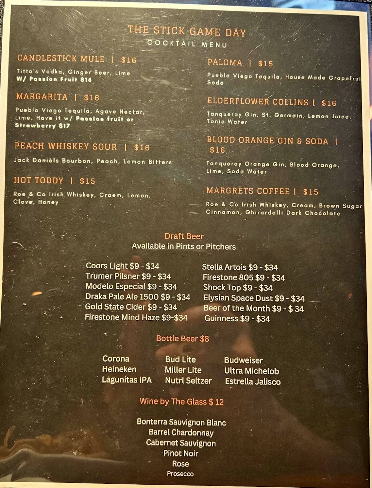 Menu at Candlestick Park Sports Bar, San Francisco