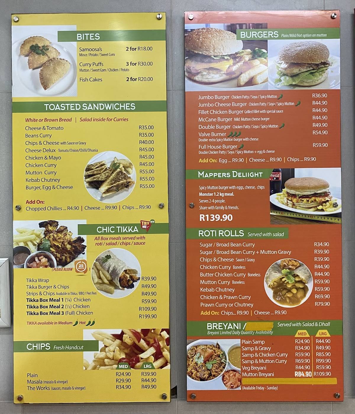 Menu at CaneCutters Umhlanga restaurant, Durban, 70 Horizon Views