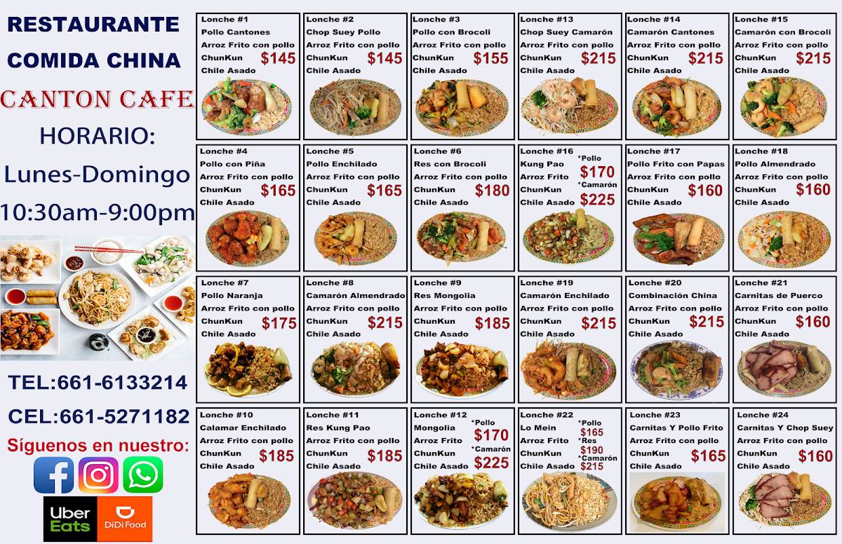 Menu at Canton Cafe, Rosarito