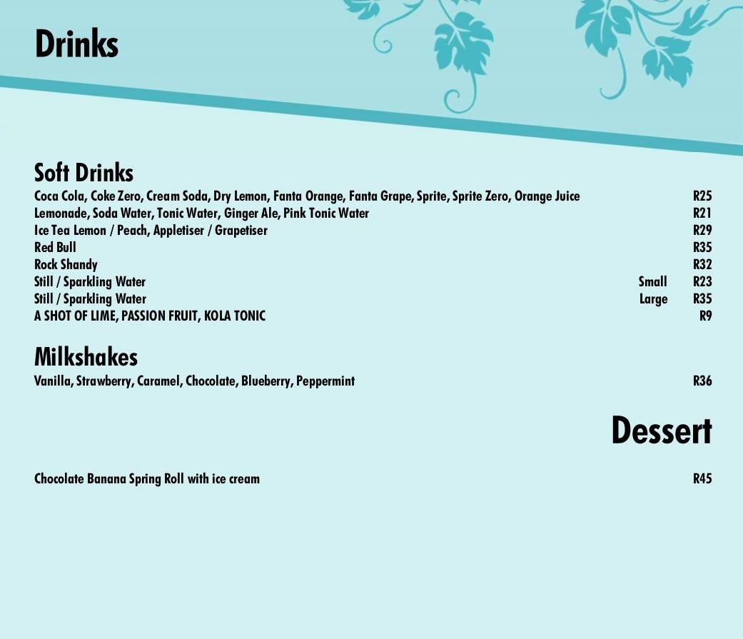 Menu at Colala restaurant & bar, Cape Town