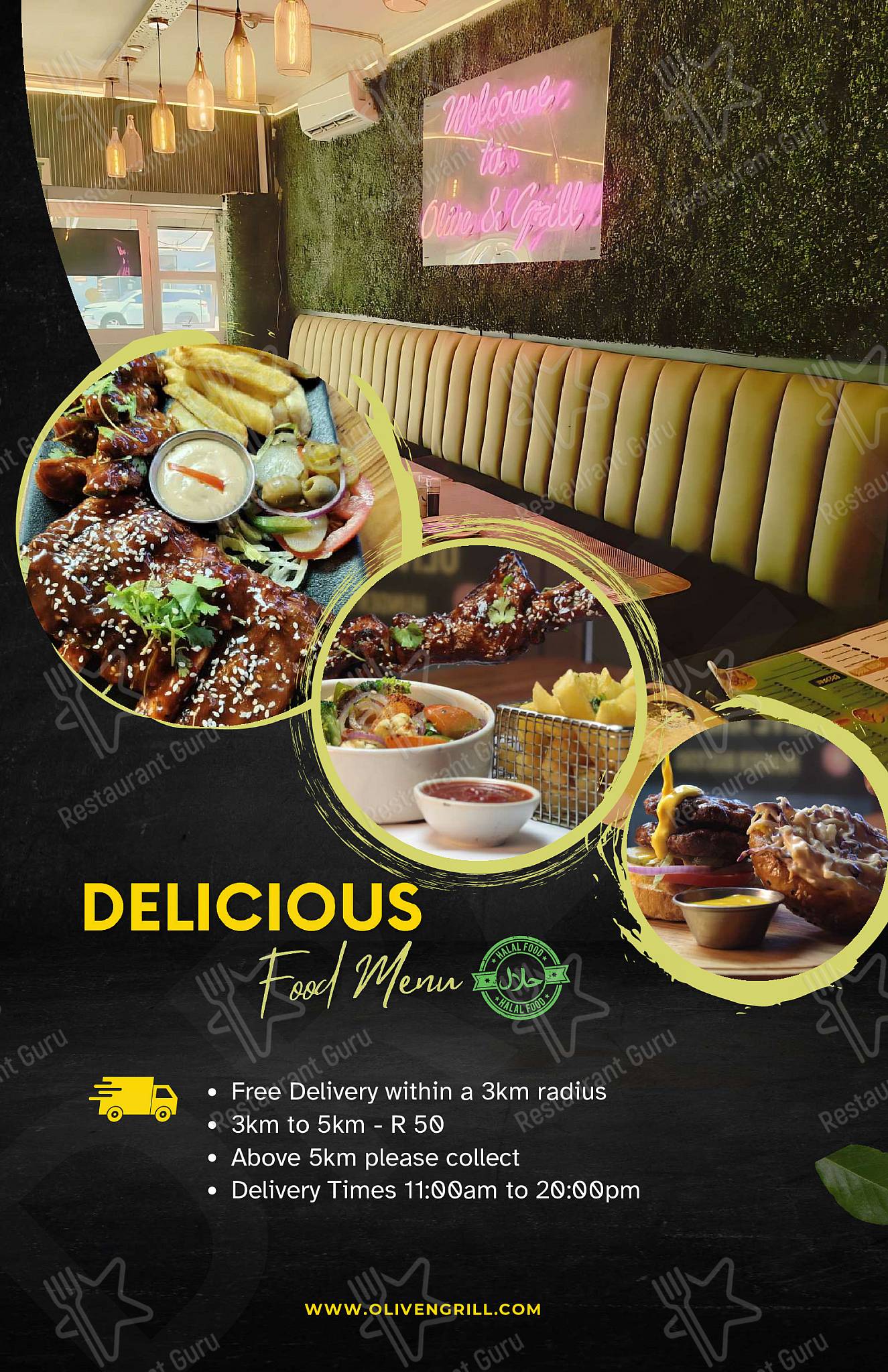 Menu at Olive & Grill restaurant, Cape Town