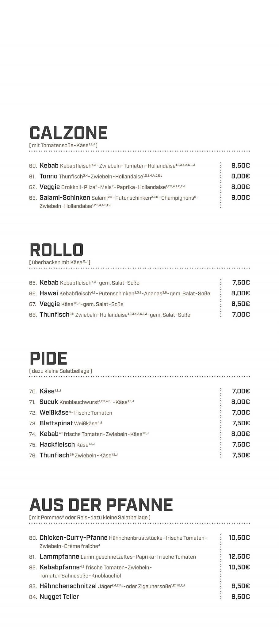 Cappadocia Kebab Haus Menu