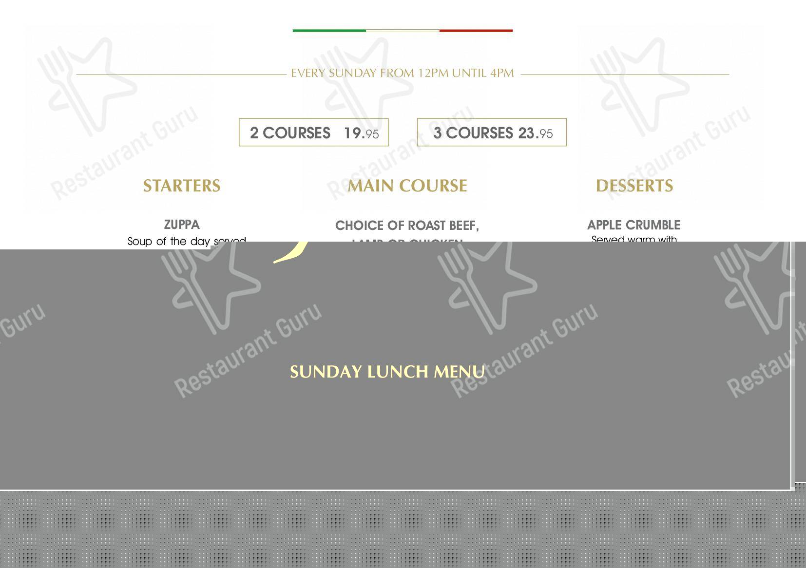 Menu at Capri at the Containers restaurant, Leeds