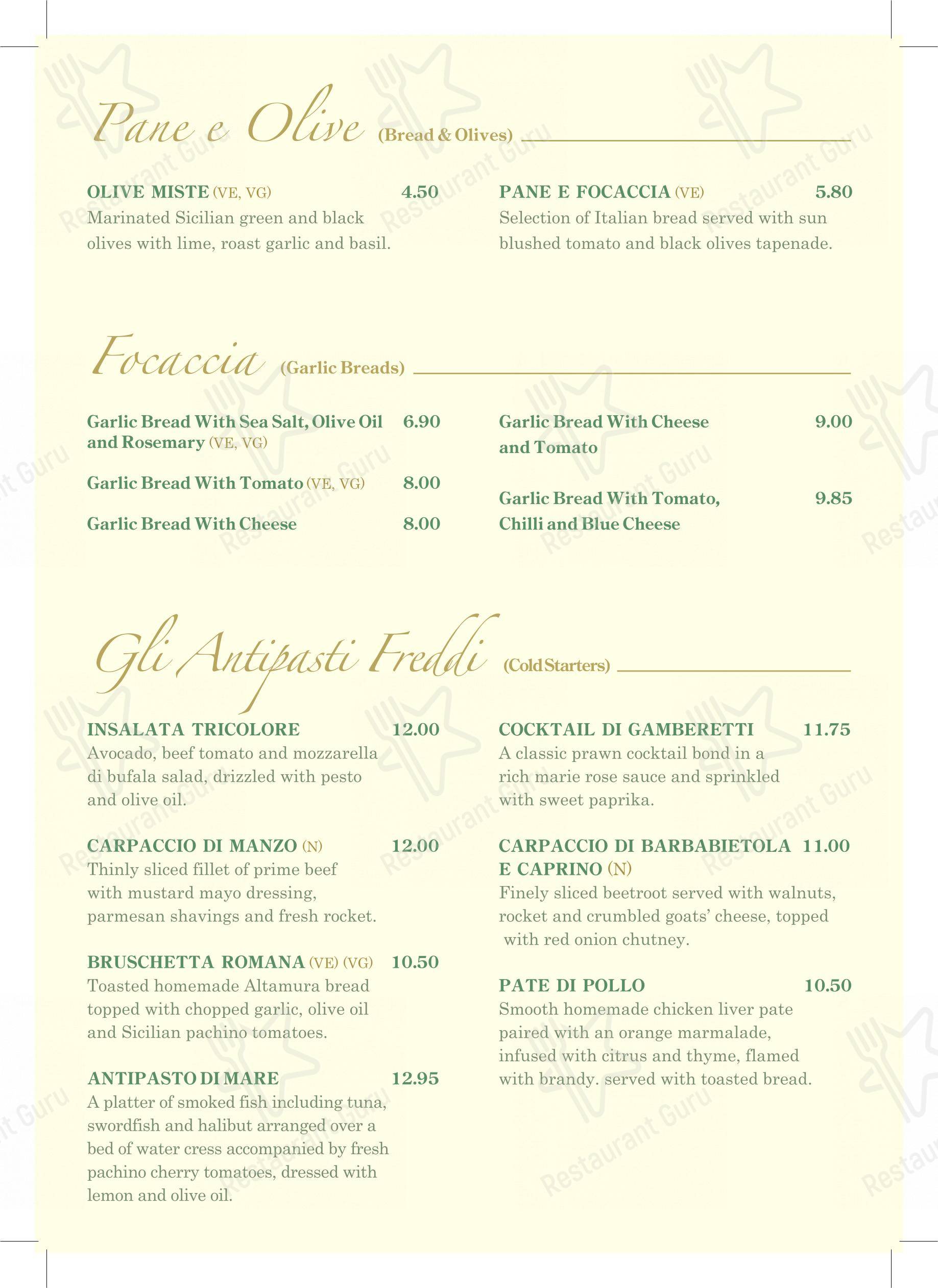Menu at Capri Mirfield restaurant, Mirfield