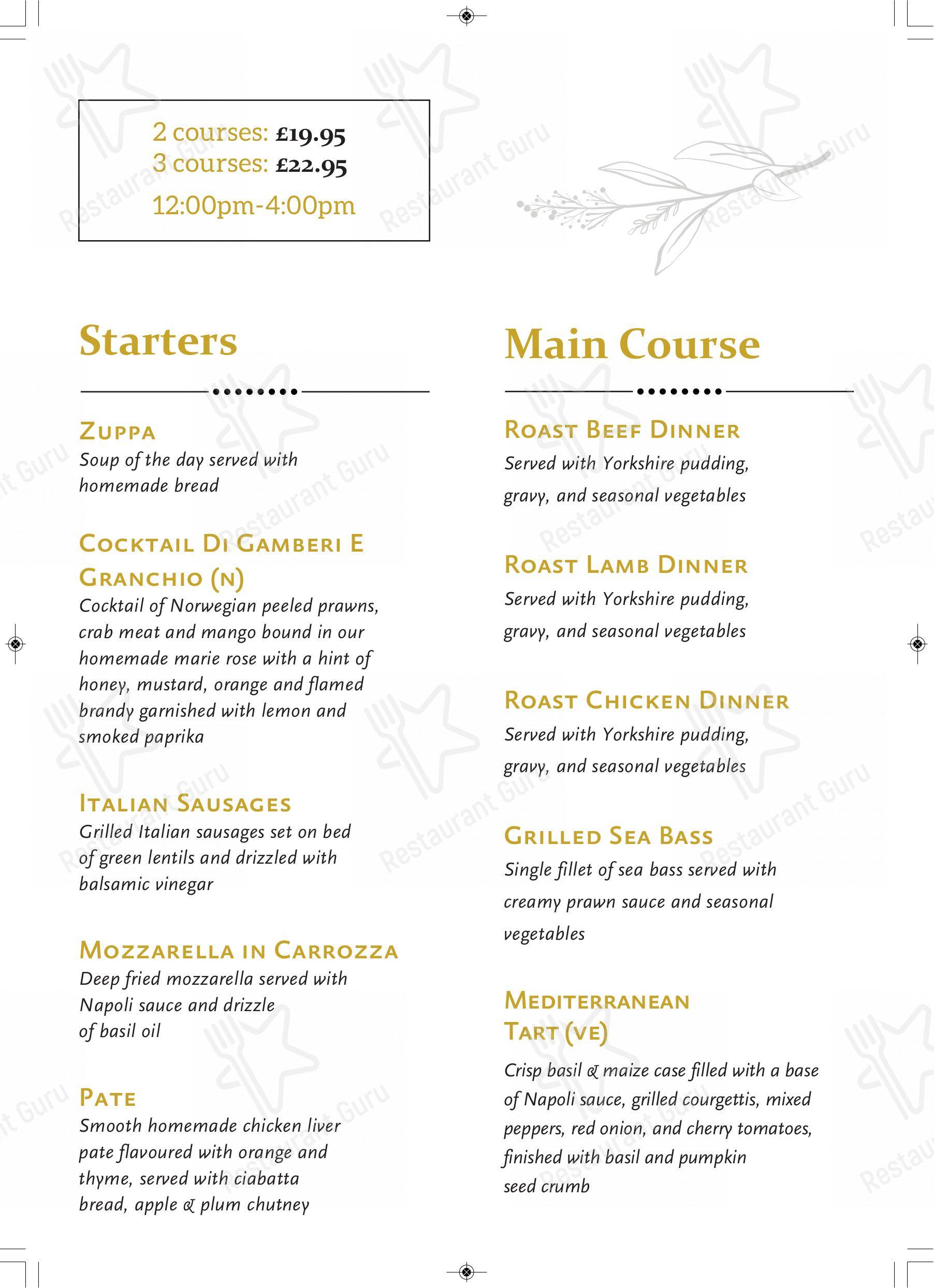 Menu at Capri Mirfield restaurant, Mirfield