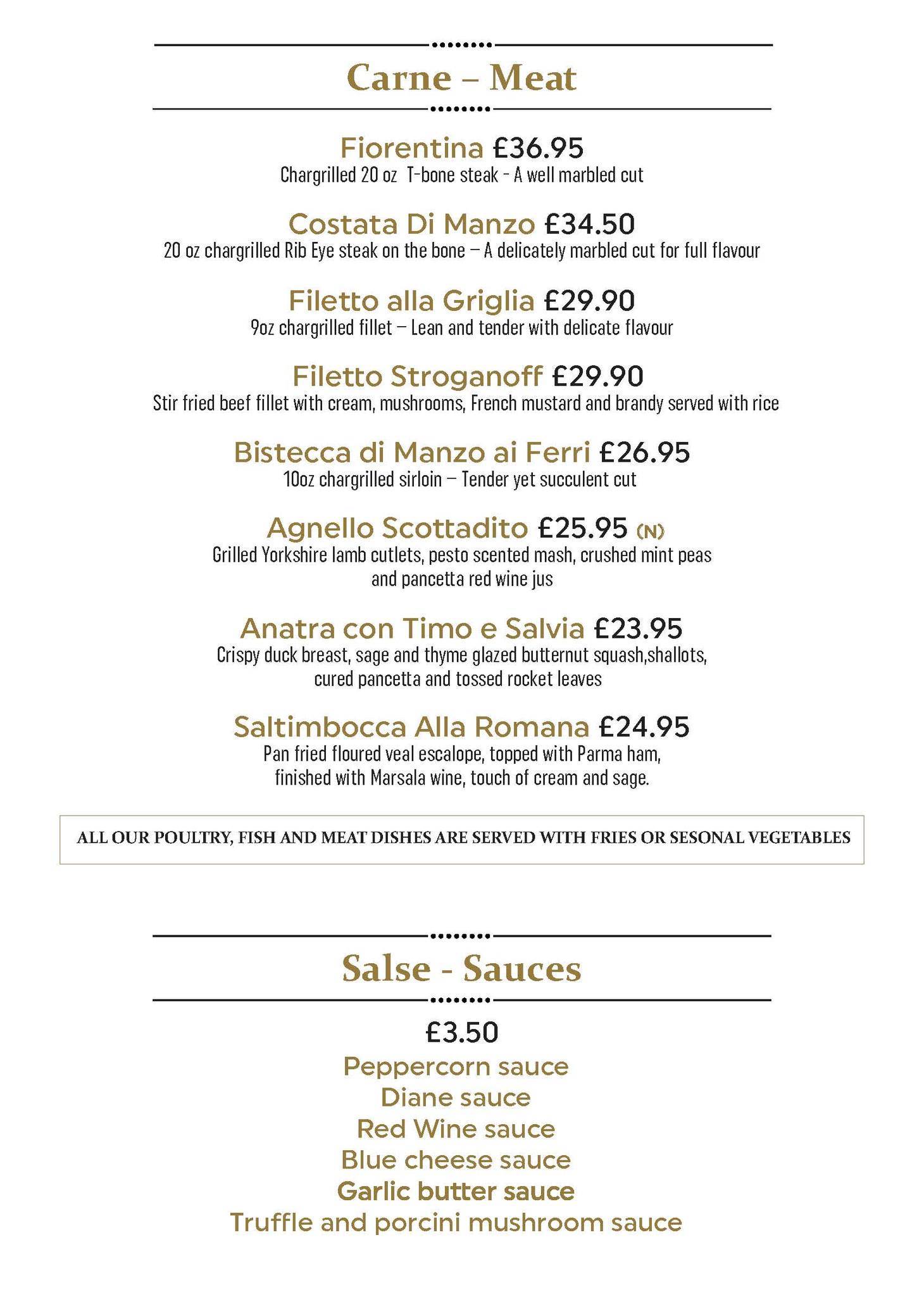 Menu at Capri Mirfield restaurant, Mirfield
